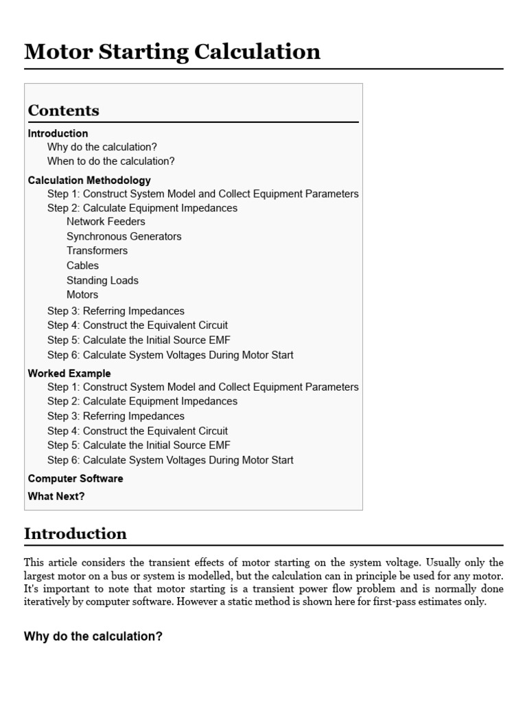 Motor - Starting - Calculation - Open Electrical | PDF | Electrical ...