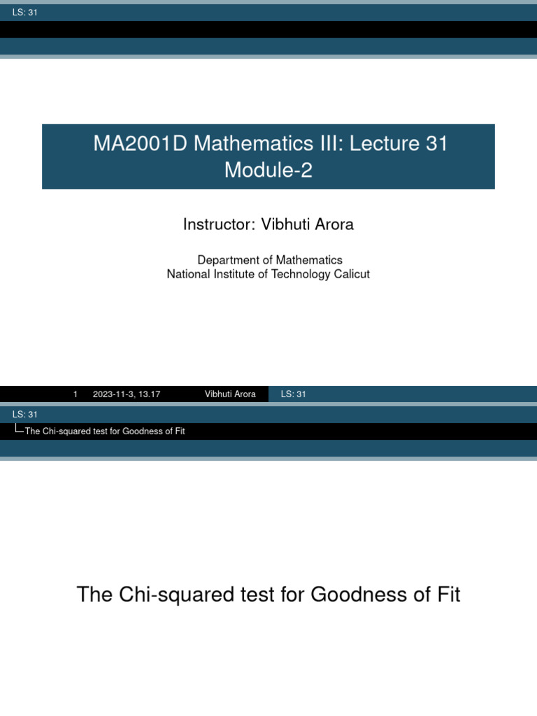 Lec 31 | PDF | P Value | Goodness Of Fit