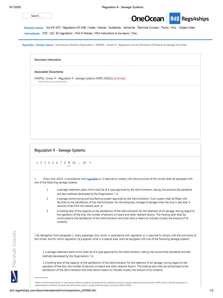 Regulation 9 - Sewage Systems | PDF