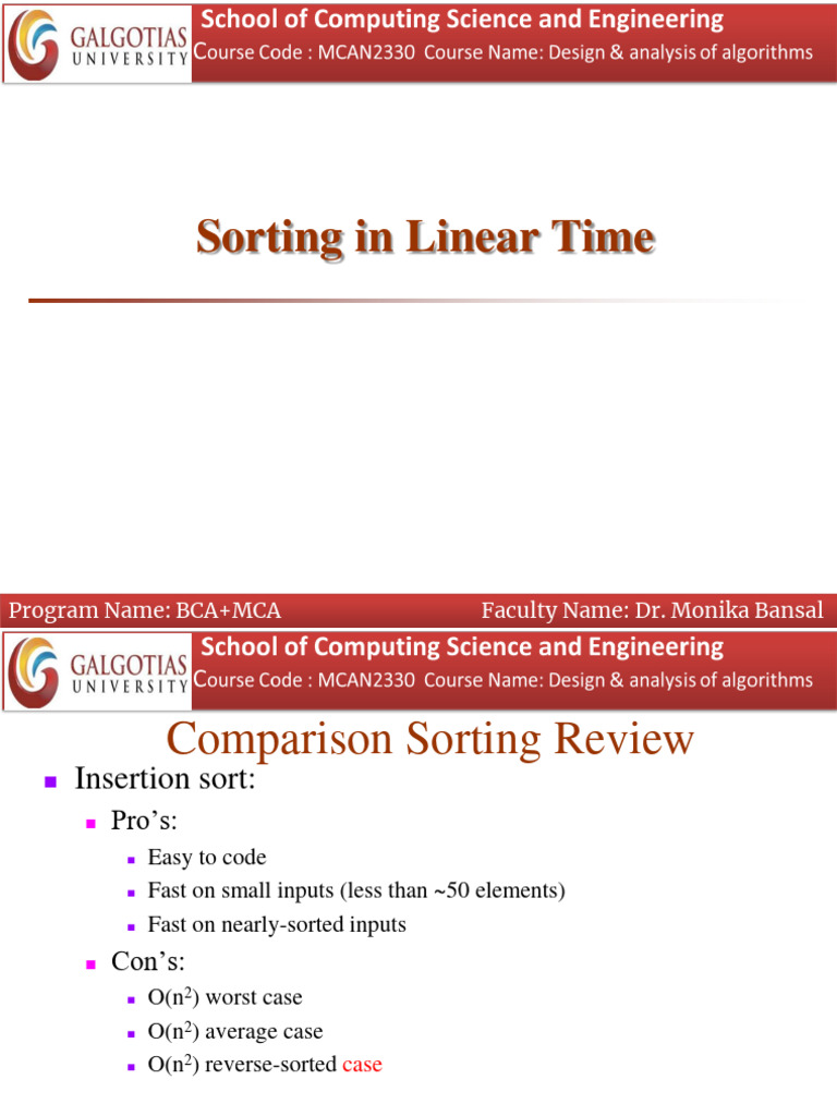 5-Sorting in Linear Time | PDF | Algorithms And Data Structures | Algorithms