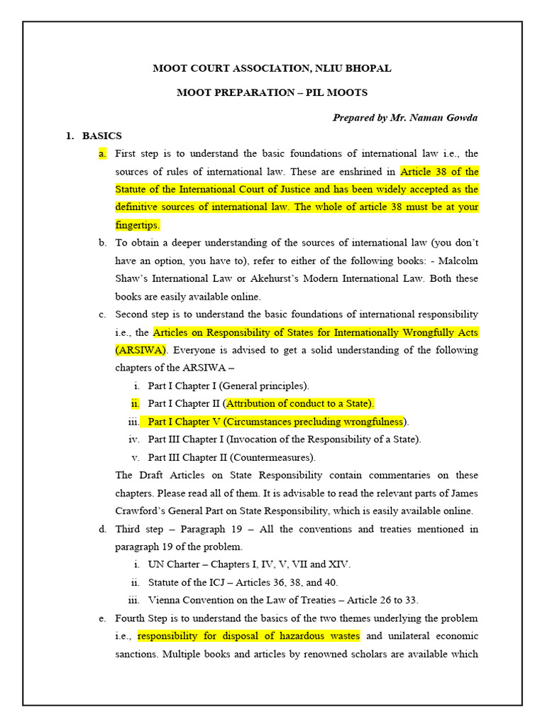 Moot Court Guide: PIL Preparation | PDF | International Law | Government