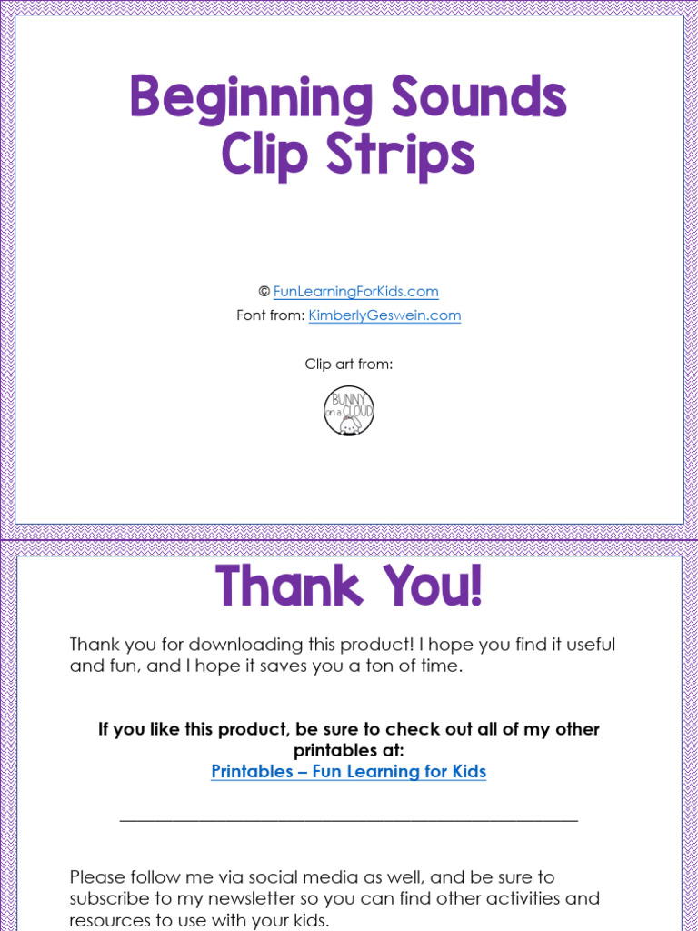 Alphabet Beginning Sound Clip Strips | PDF Alphabet Beginning Sound Clip Strips | PDF