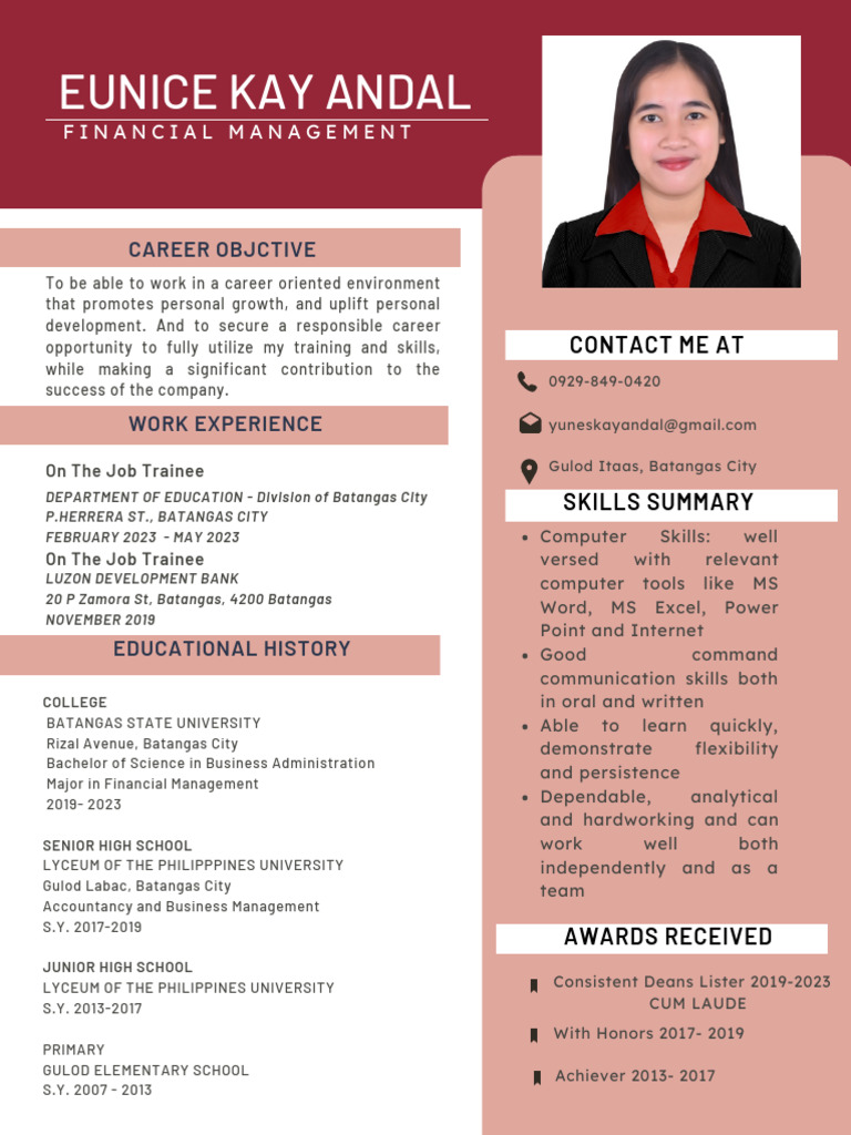 Upload Your Resume or CV 1692187789 Andal Eunice Kay Maderazo | PDF