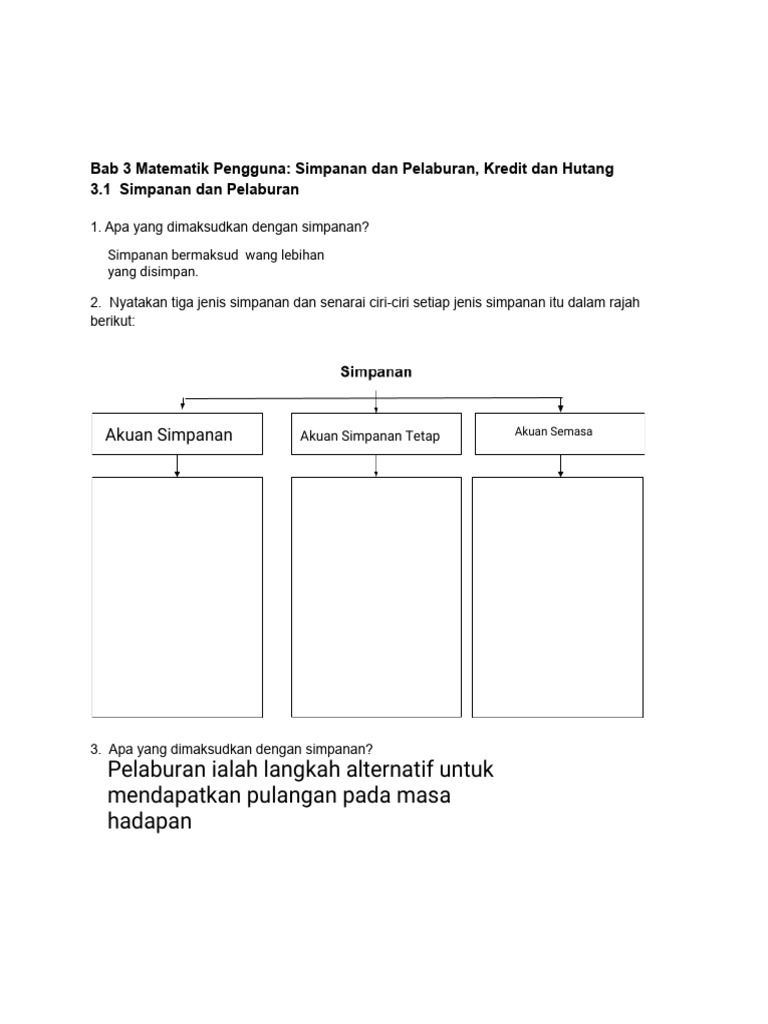 Edited - (Template) Latihan 1: Simpanan Dan Pelaburan | PDF