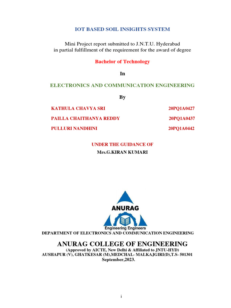 Mini Project Report Submitted To J.N.T.U. Hyderabad in Partial Fulfillment of The Requirement ...