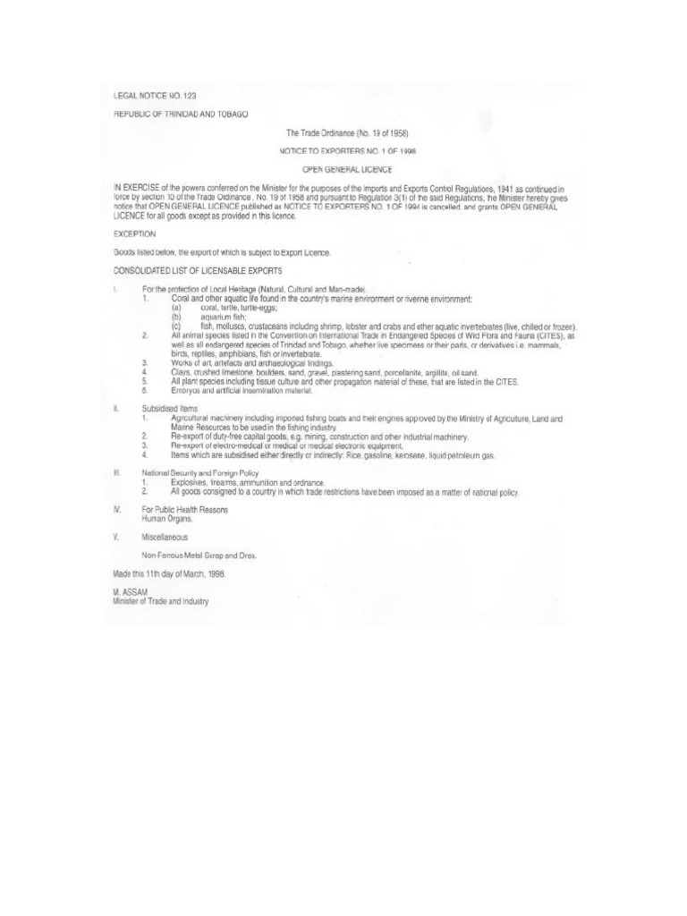 Export Negative List | PDF