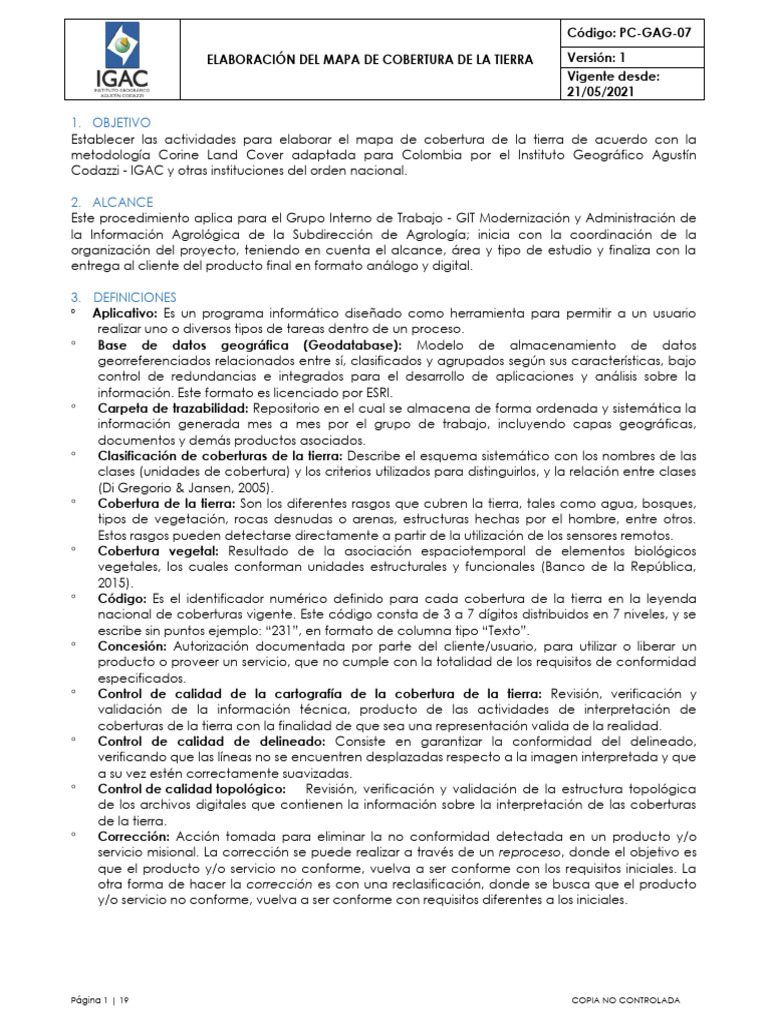 Instructivo Elaboración Del Mapa de Cobertura de La Tierra | PDF
