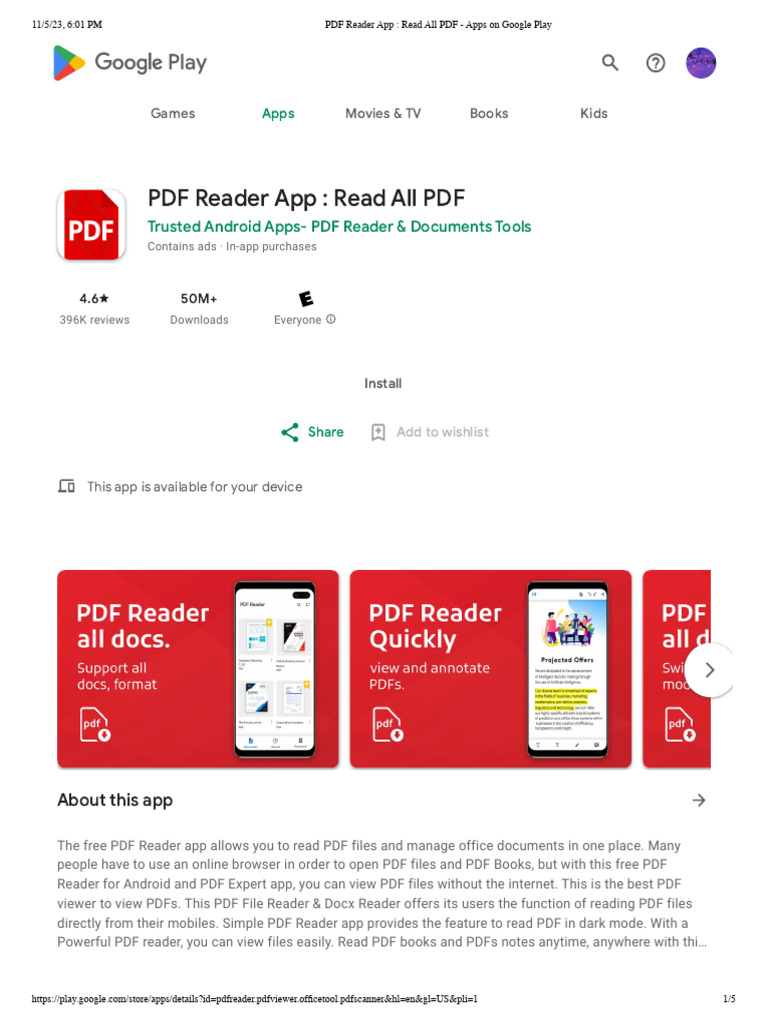 PDF Reader App - Read All PDF - Apps On Google Play | PDF | Google Play ...