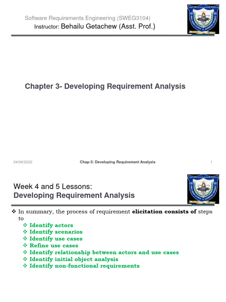 Developing Requirements Analysis-Exchap3 | PDF | Use Case | Specification (Technical Standard)