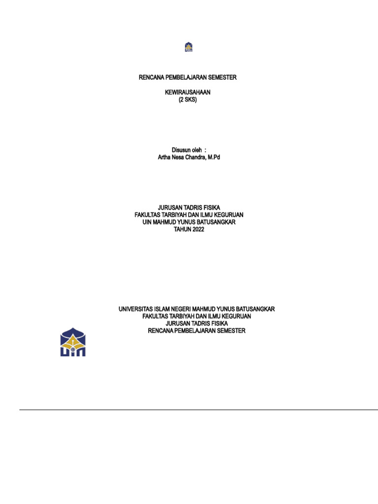 RPS Kewirausahaan SM Ganjil Ta 2023-2024 | PDF