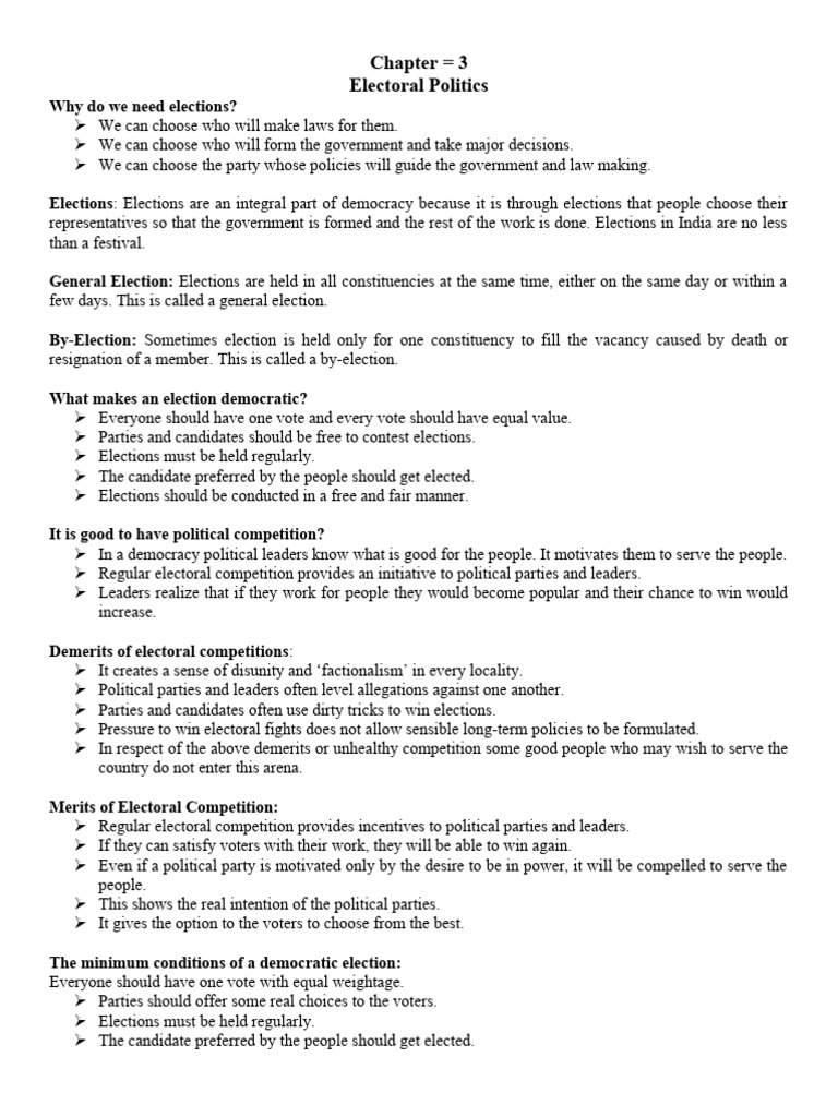 Chapter 4 Electoral Politics | PDF | Elections | Voting