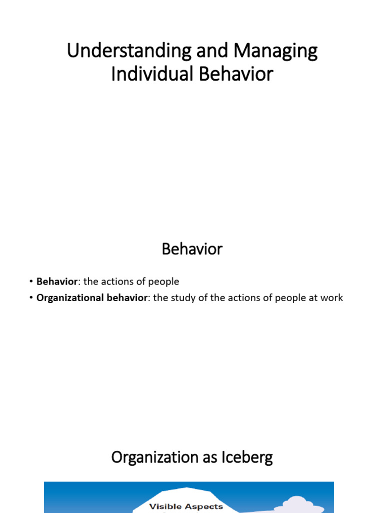 Understanding and Managing Individual Behavior 1 | PDF | Attitude (Psychology) | Job Satisfaction