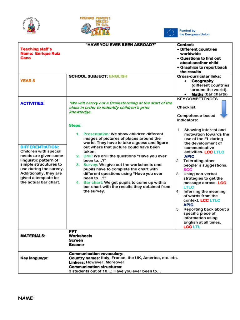Lesson Plans Spain | PDF | Behavior Modification | Communication