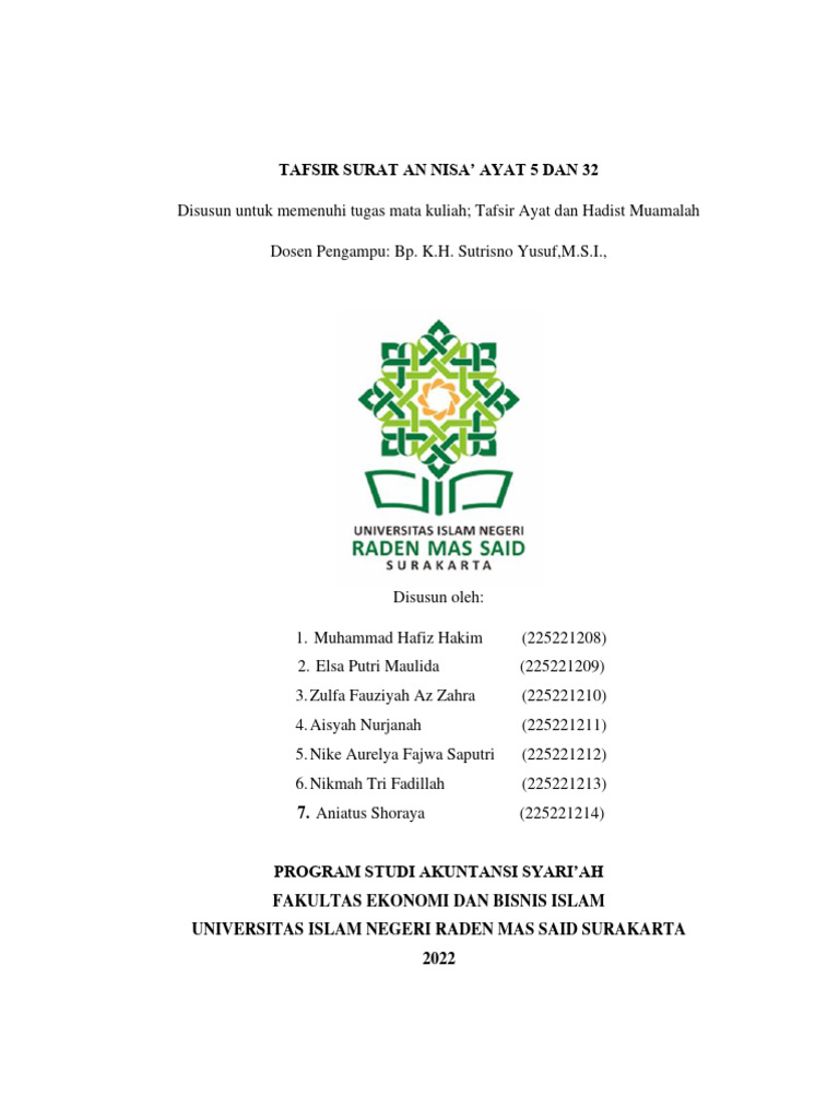 Makalah Tafsir Ayat Muamalah | PDF Makalah Tafsir Ayat Muamalah | PDF
