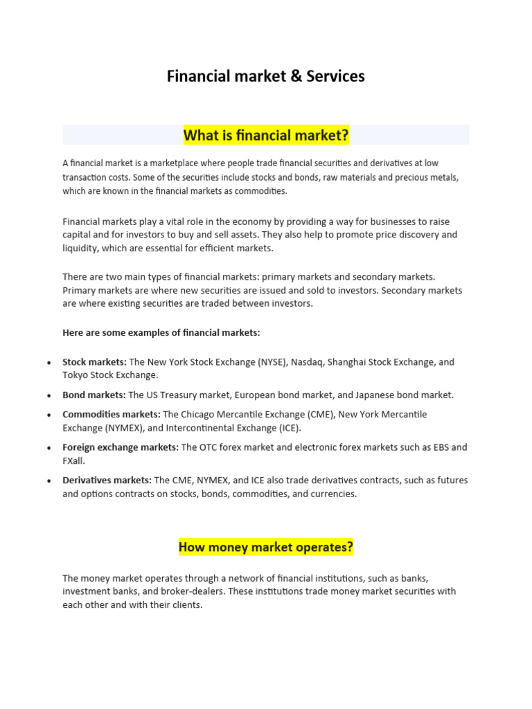 Financial Market | PDF | Financial Markets | Investment Fund Financial Market | PDF | Financial Markets | Investment Fund