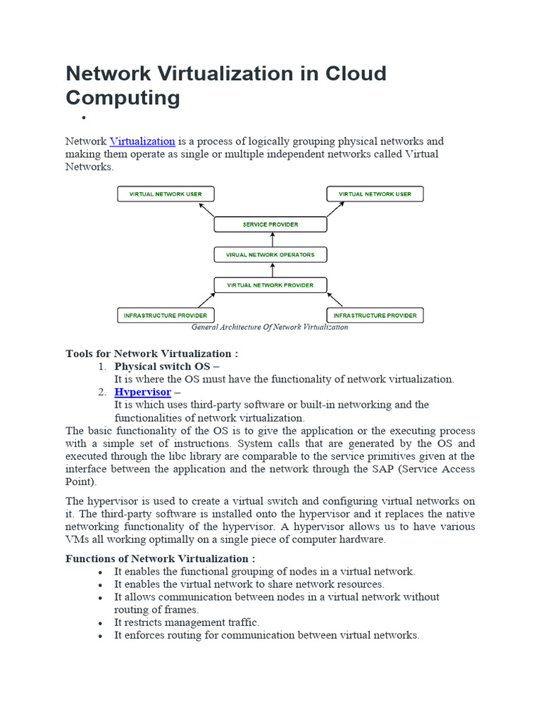Network Virtualization in Cloud Computing | PDF