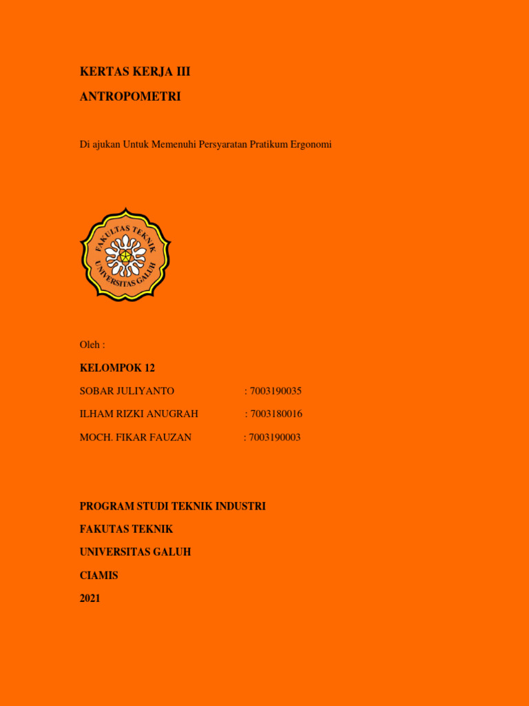 Laporan Modul 3 Antropometri Kel.12 | PDF