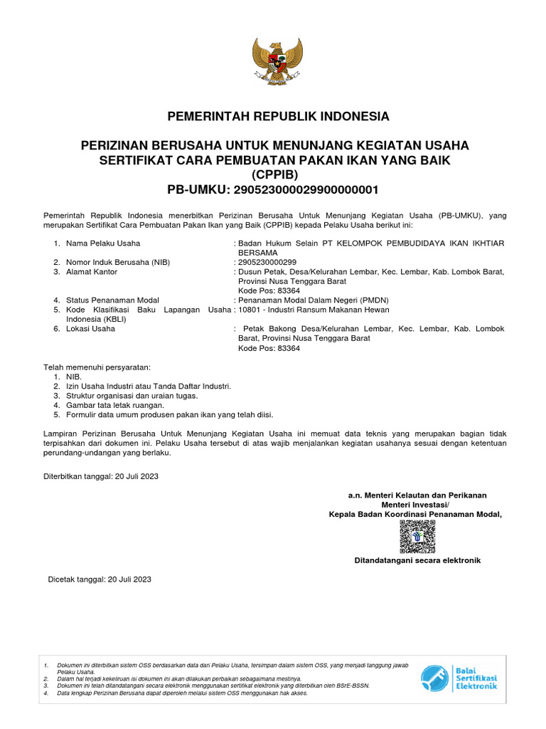 Sertifikat CPPIB Ikhtiar Bersama-20juli2023 | PDF