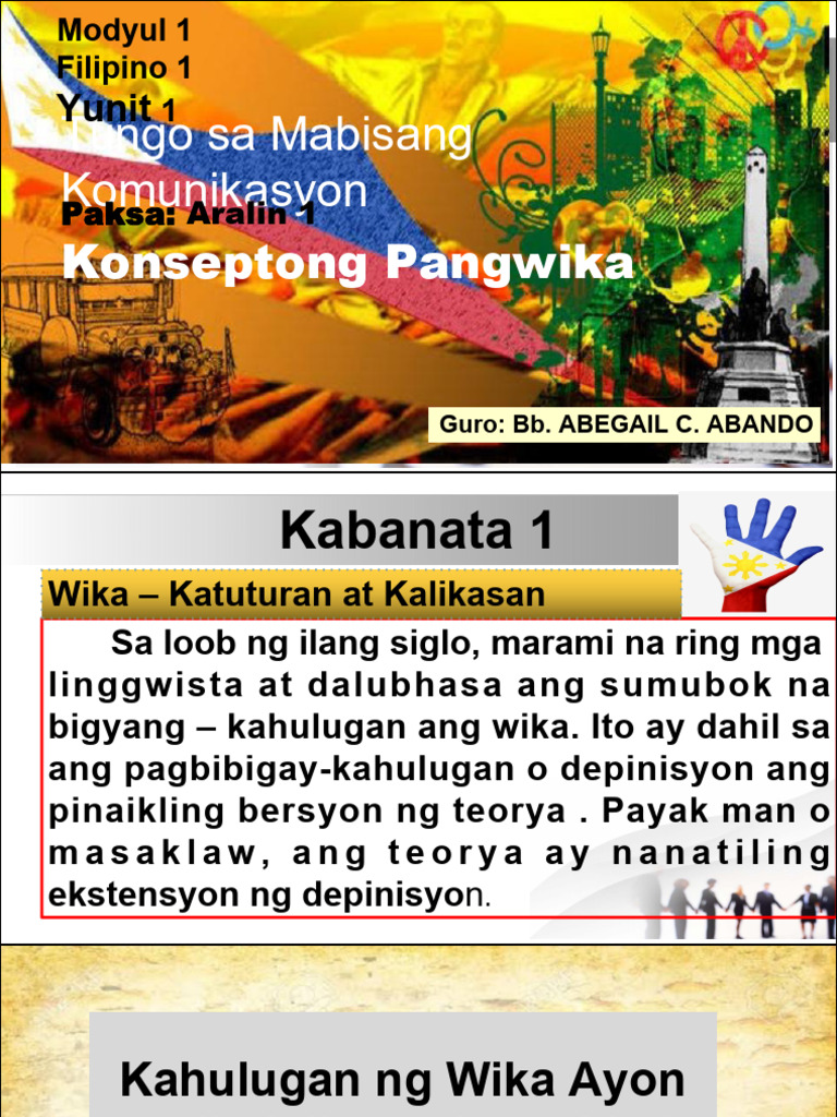 Aralin 1 Filipino 1 PDF | PDF