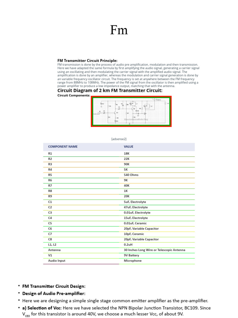 2km FM Transmitter Circuit Design | PDF | Science & Mathematics | Computers
