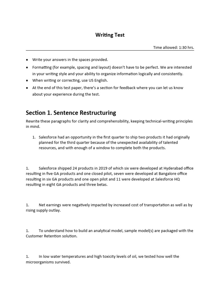 Writing Test PDF