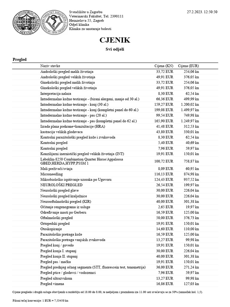 Cjenik-27 02 2023 | PDF