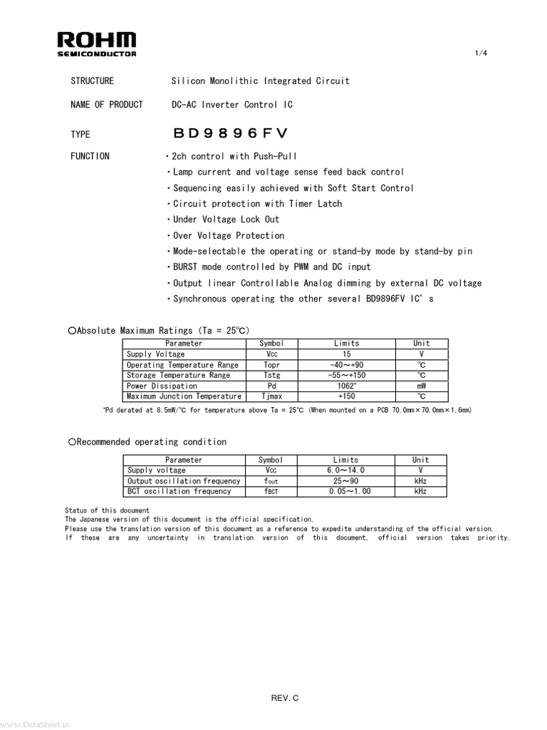 DC-AC Inverter Control IC Specs | PDF | Electronic Circuits | Bipolar ...
