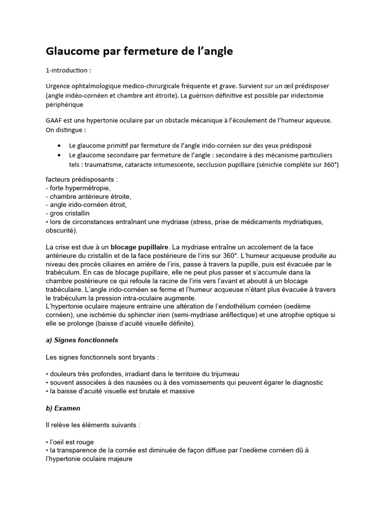 Glaucome Par Fermeture de L | PDF