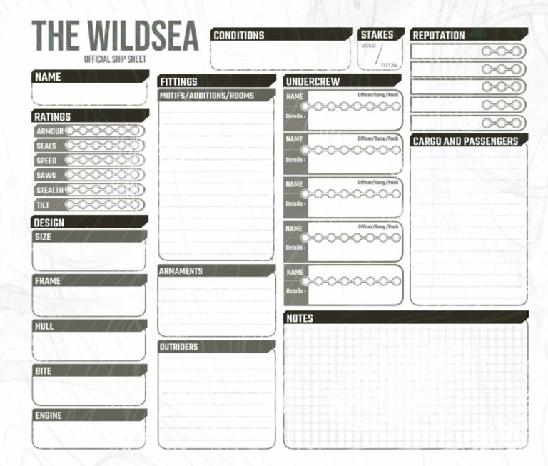 Wildsea Ship Sheet | PDF