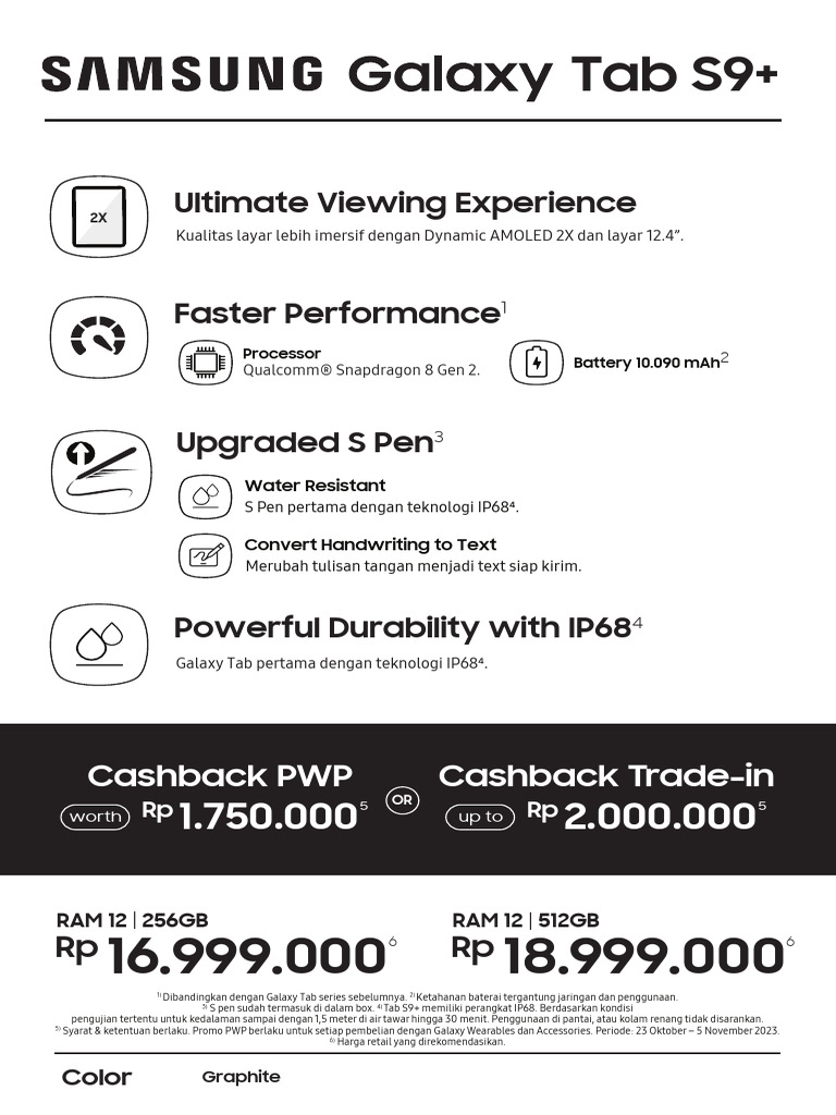 Spec Card Tab S9- 5G Oktober | PDF