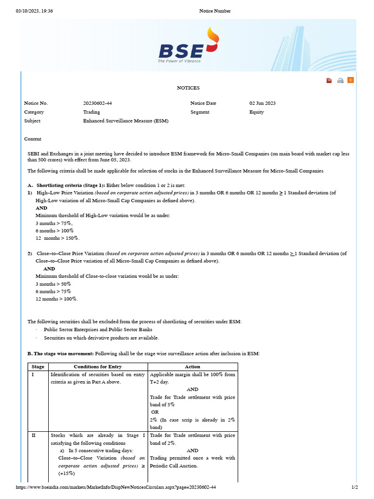 Notice Number | PDF | Securities (Finance) | Financial Economics