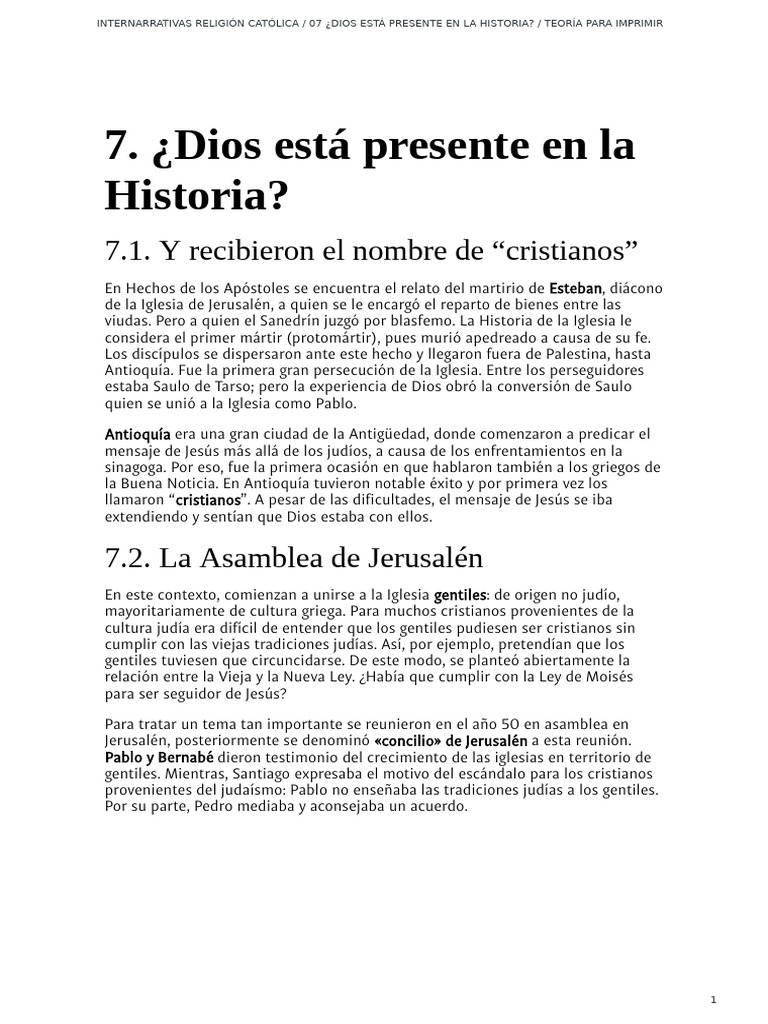 07 ¿Dios Está Presente en La Historia - Teoría para Imprimir | PDF