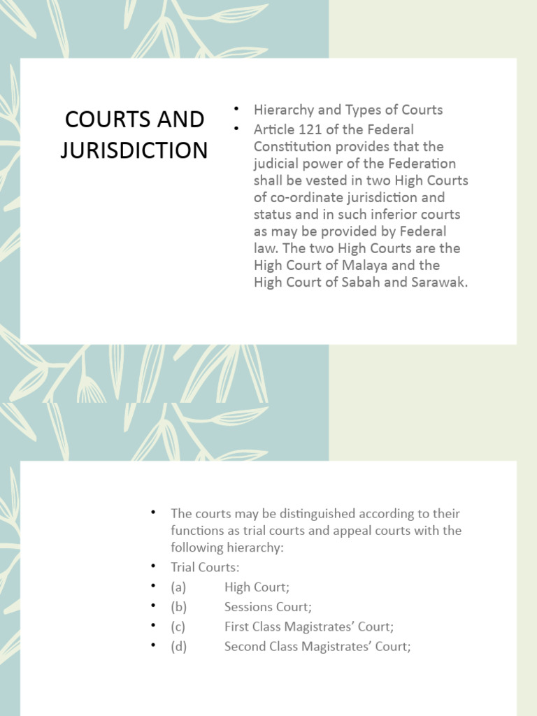 Courts and Jurisdiction Overview | PDF | Magistrate | Separation Of Powers