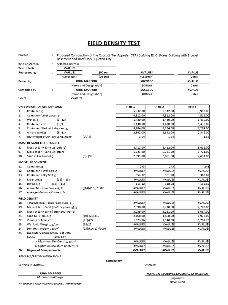 Fdt Cta Pdf Density Civil Engineering