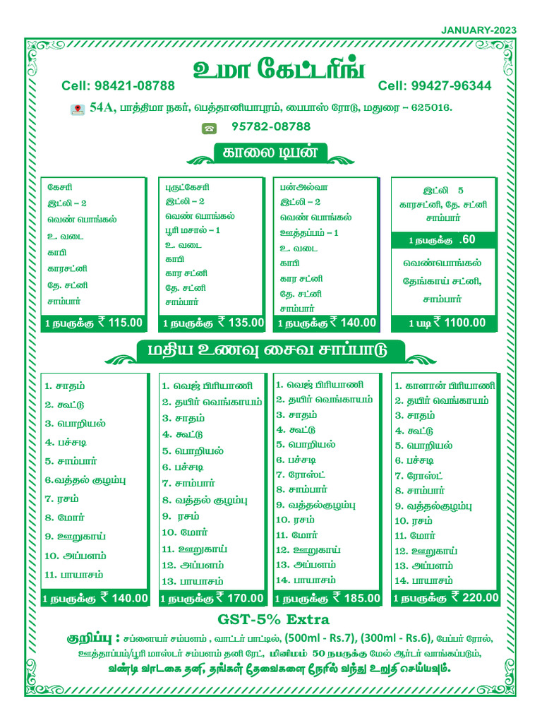 Menu List For Facebook | PDF