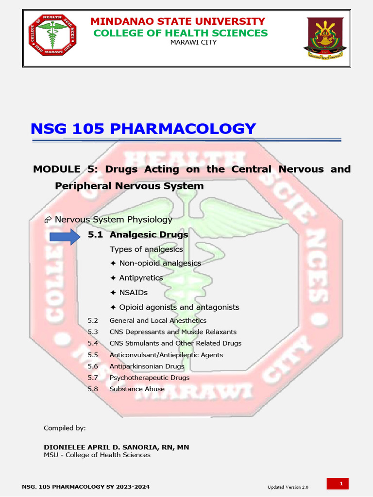 NSG 105 Module 5.1 Analgesics | PDF