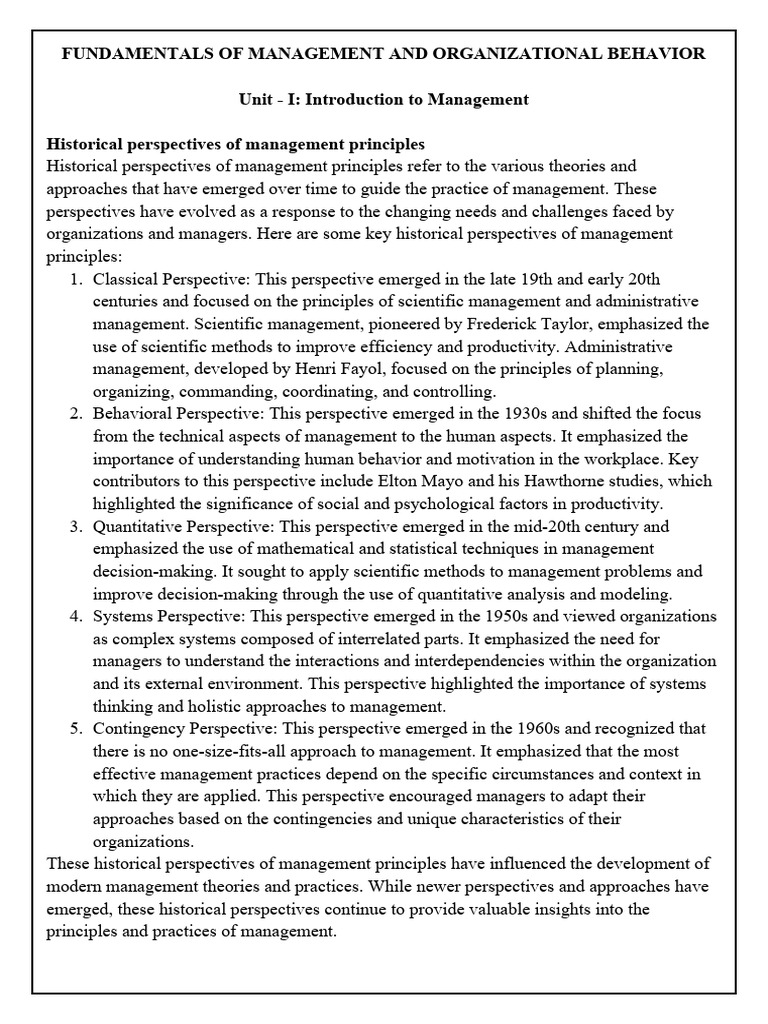 UNIT 1 Introduction To Management | PDF UNIT 1 Introduction To Management | PDF