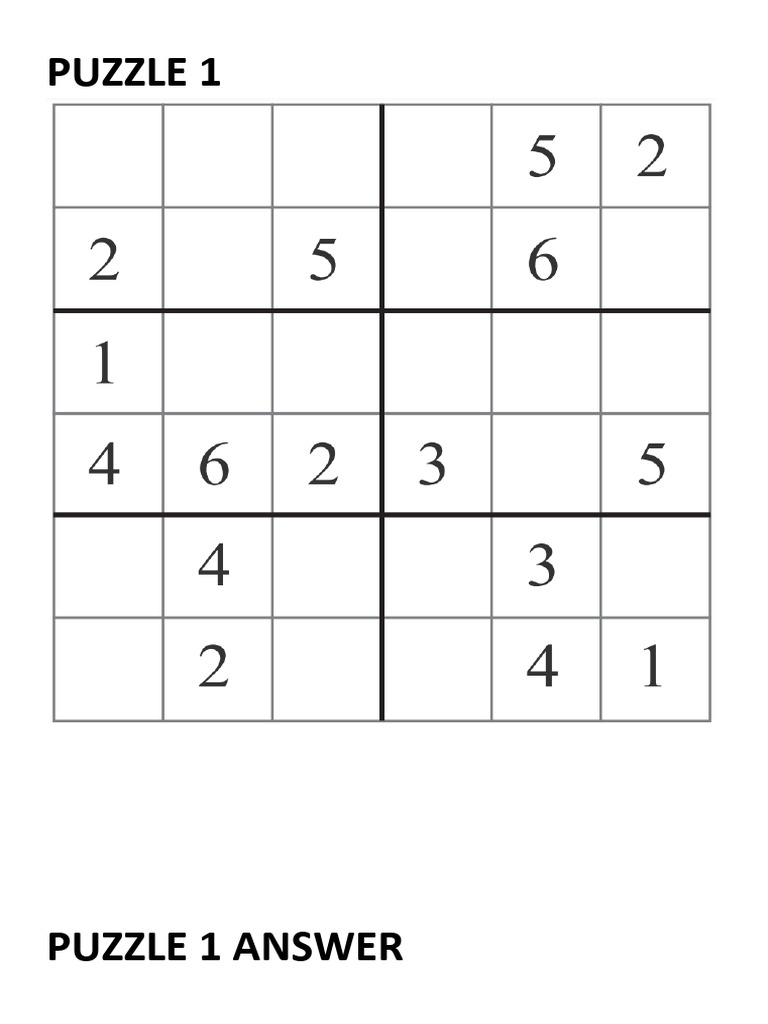 Sudoku 6X6 With Answers | PDF