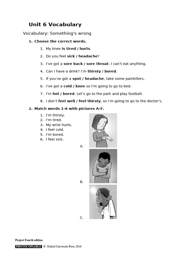 Unit 6 Vocabulary for Health and Feelings | PDF | Language Arts ...