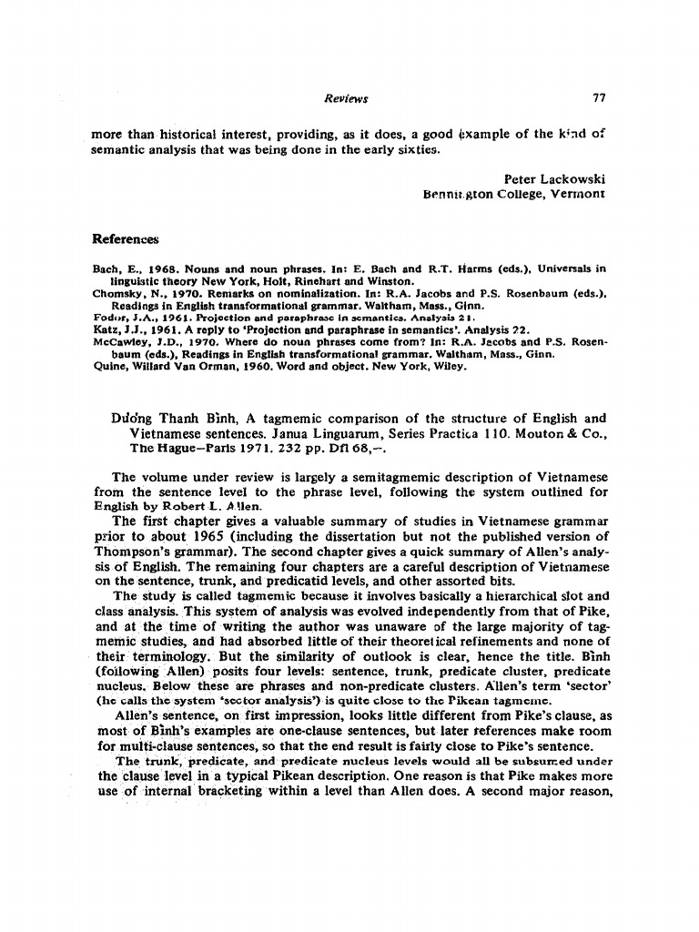 A Tagmemic Comparison of The Structure of English and Vietnamese ...