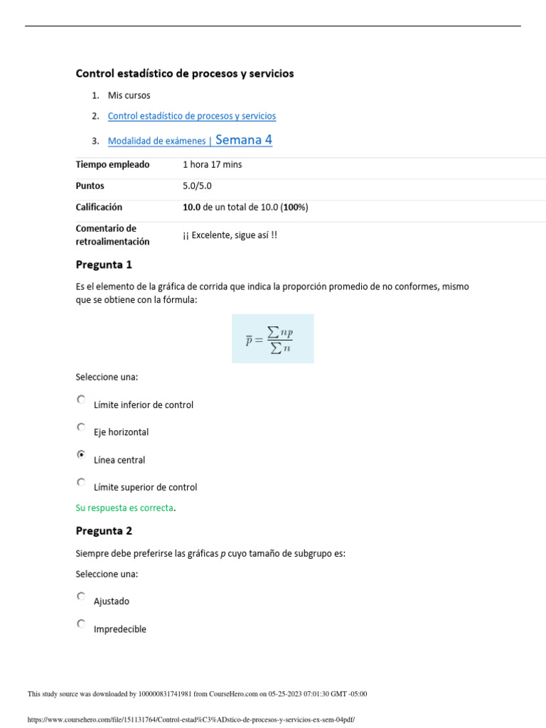 Control Estad Stico de Procesos y Servicios Ex Sem 04 PDF | PDF