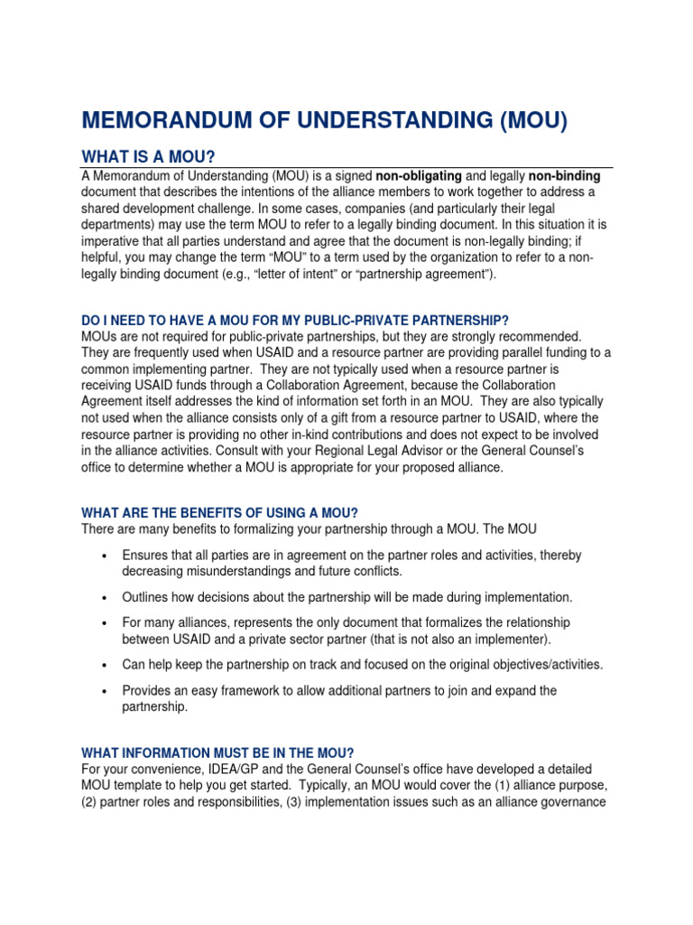 Understanding Memorandum of Understanding (MOU) | PDF | Memorandum Of ...