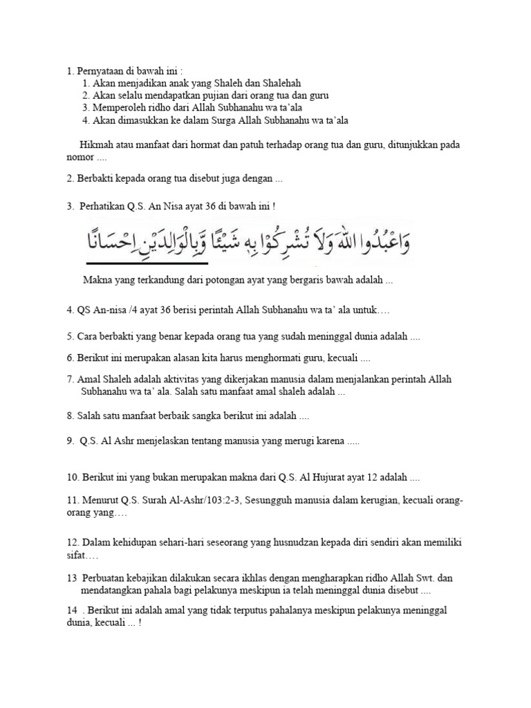 Kisi Kisi Pai Kelas 8 | PDF