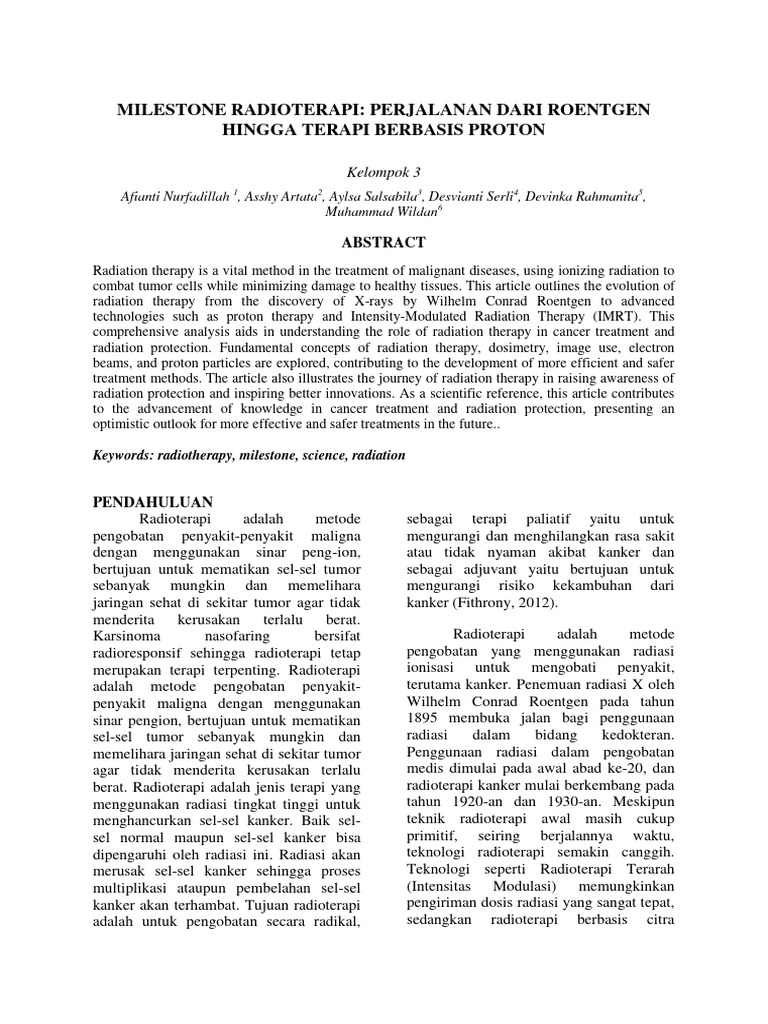 Kelompok 3 - Milestone Radioterapi Perjalanan Dari Rontgen Hingga ...