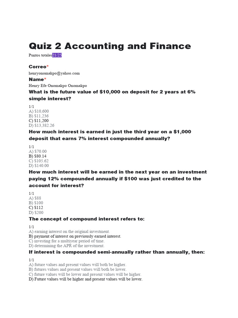 Quiz 2 Lecturer - Answer - Accounting and Finance | PDF | Bonds ...