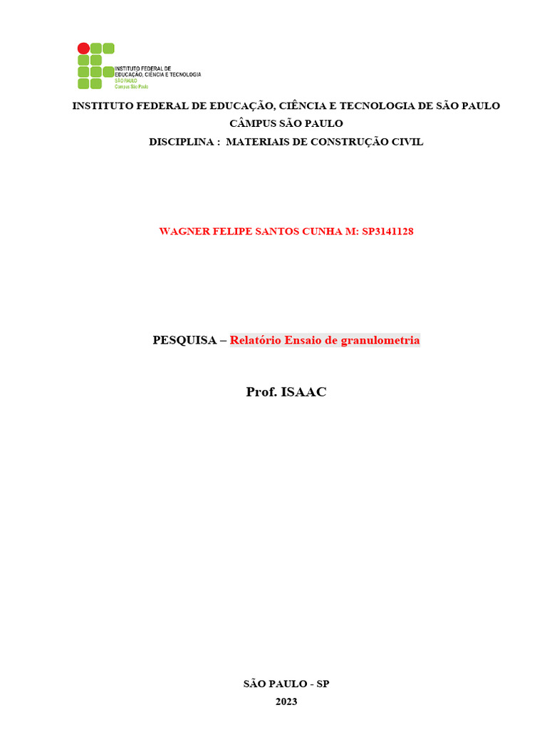 Ensaio Granu | PDF
