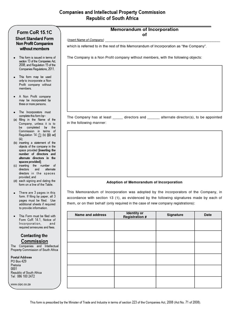 Companies and Intellectual Property Commission Republic of South Africa ...