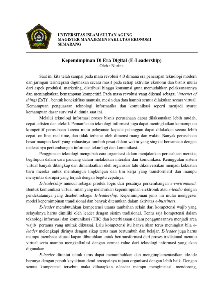 Kepemimpinan Di Era Digital | PDF