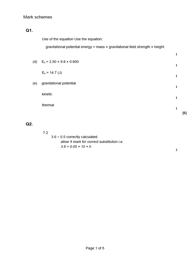 AQA GPE Practice Question | PDF | Potential Energy | Kinetic Energy