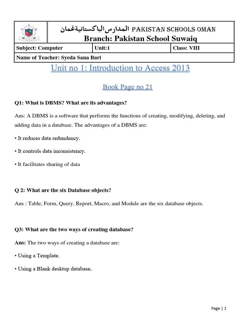 Unit No 1 Grade 8 | PDF | Computers